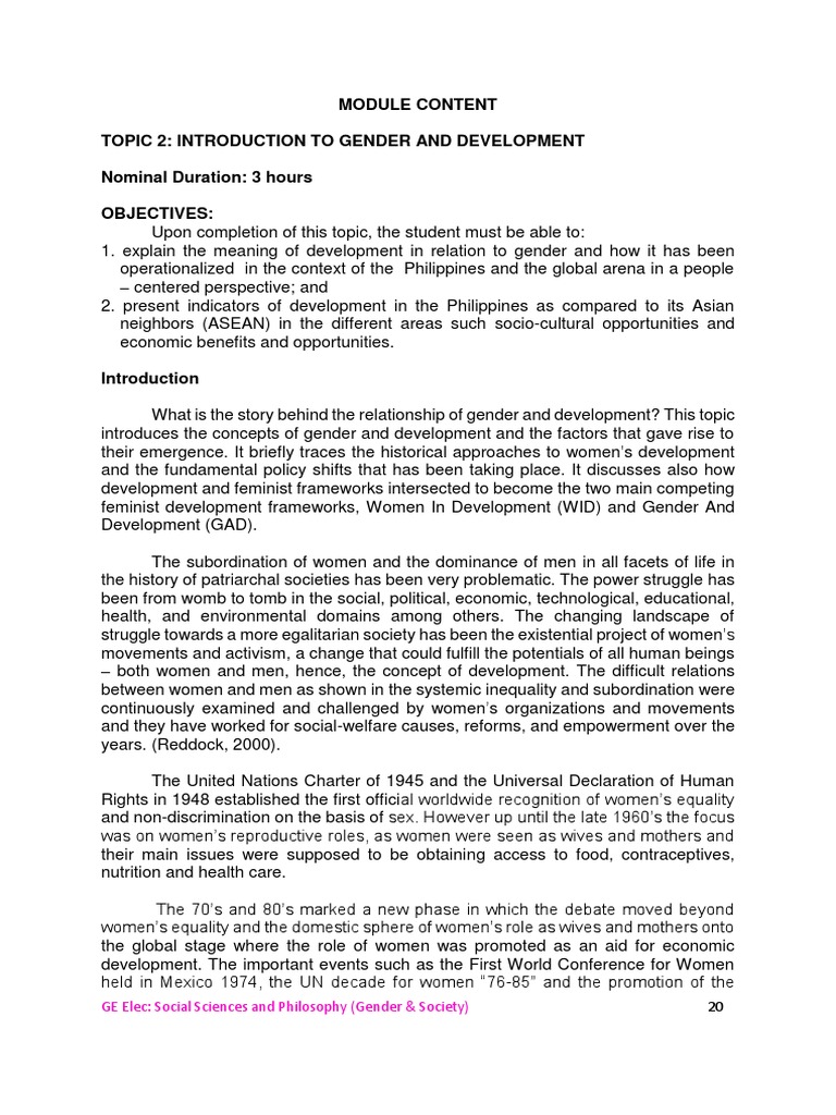 GS Module Chapter 1 Topic 2 | PDF | Gender And Development | Gender