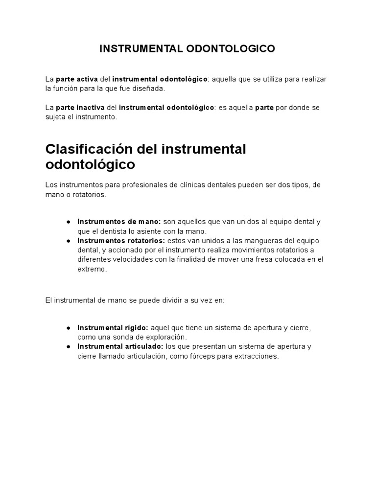 Instrumental Básico en Odontología | PDF | Odontología | Especialidades ...