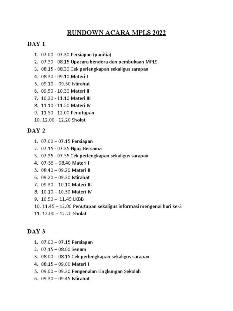 Rundown Acara MPLS | PDF