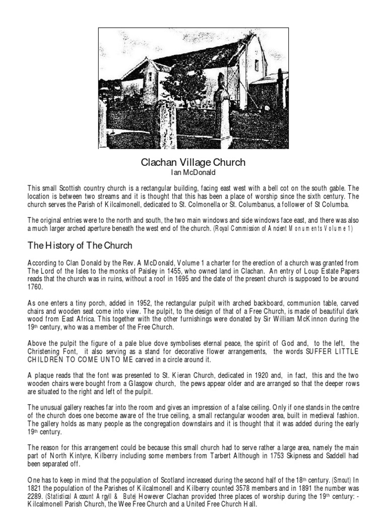 Clachan Village Church History and Features | PDF | Pulpit | Church ...