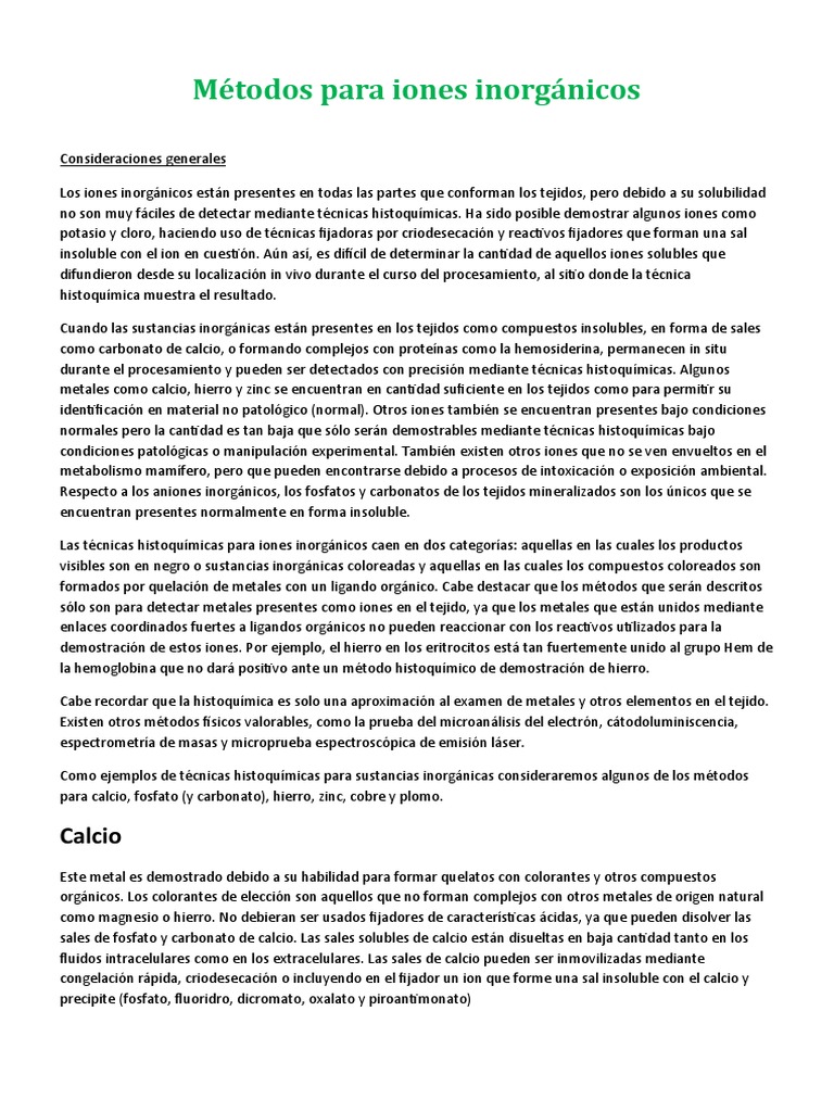 13 Métodos para Iones Inorgánicos LISTO | PDF | Sal (química) | Calcio
