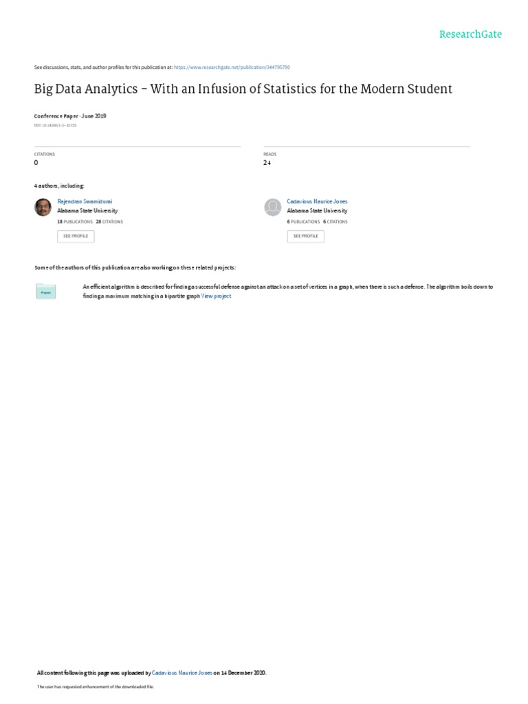 Big Data Analytics - With An Infusion of Statistic | PDF | Statistics | Big Data