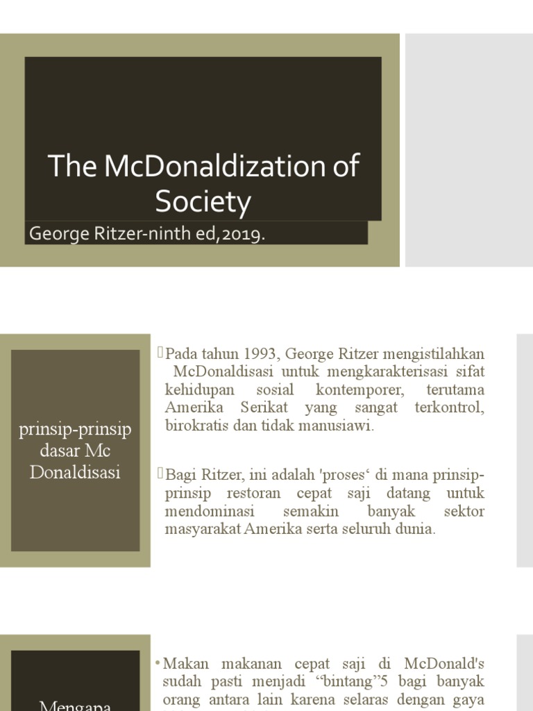 The McDonaldization of Society | PDF