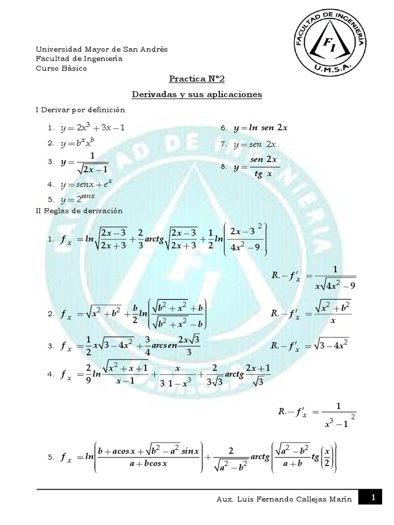 Practica Derivadas | PDF Practica Derivadas | PDF