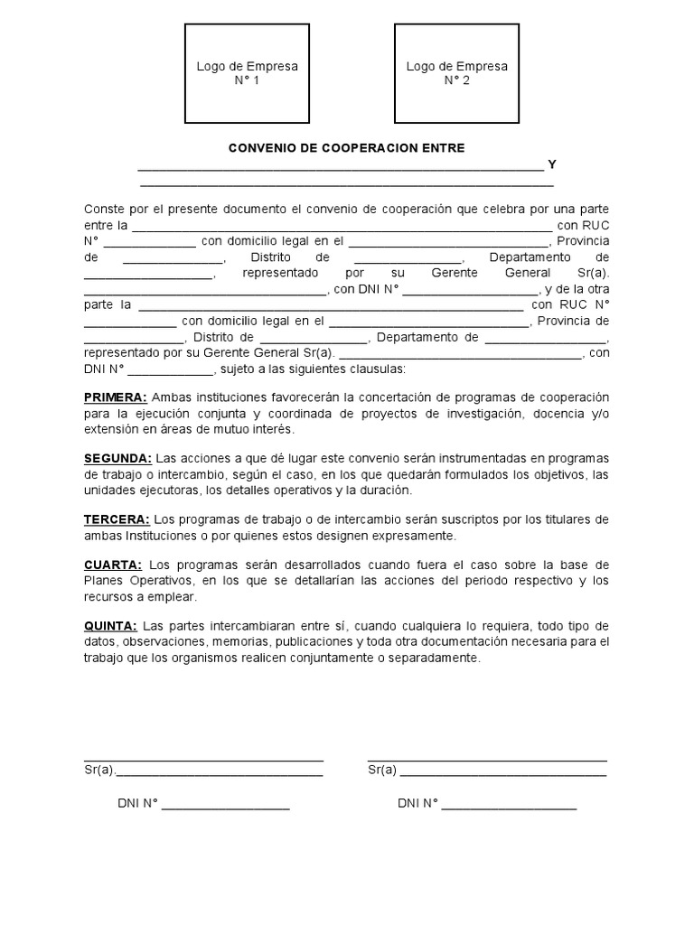 Modelo Simple de Convenio | PDF