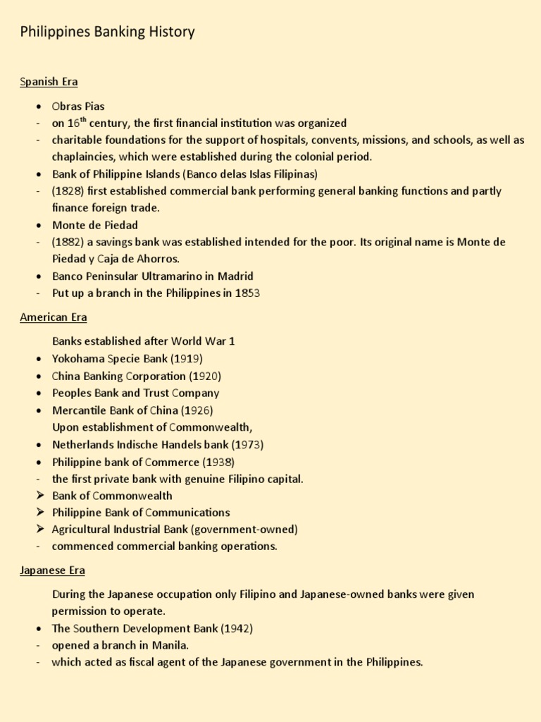 Philippines Banking History | PDF | Banks | Banking