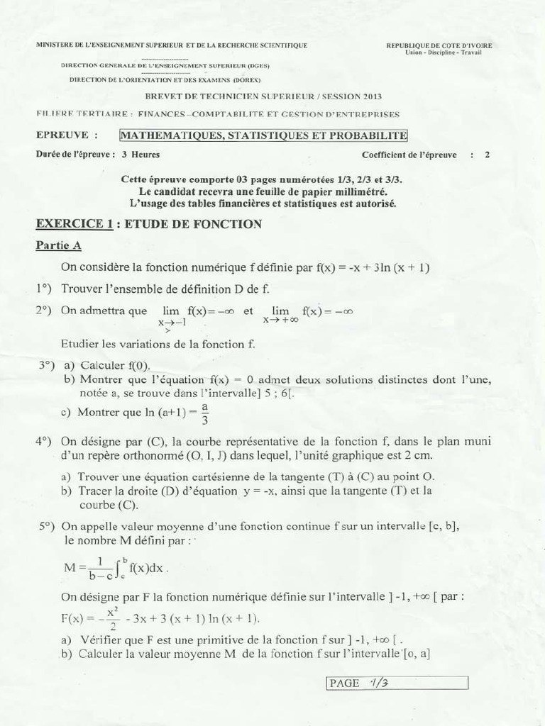 Maths Stat Probabilite BTS Finance Et Comptabilite D'entreprise | PDF