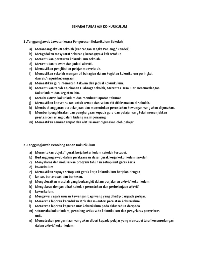 Senarai Tugas Ajk Koku | PDF