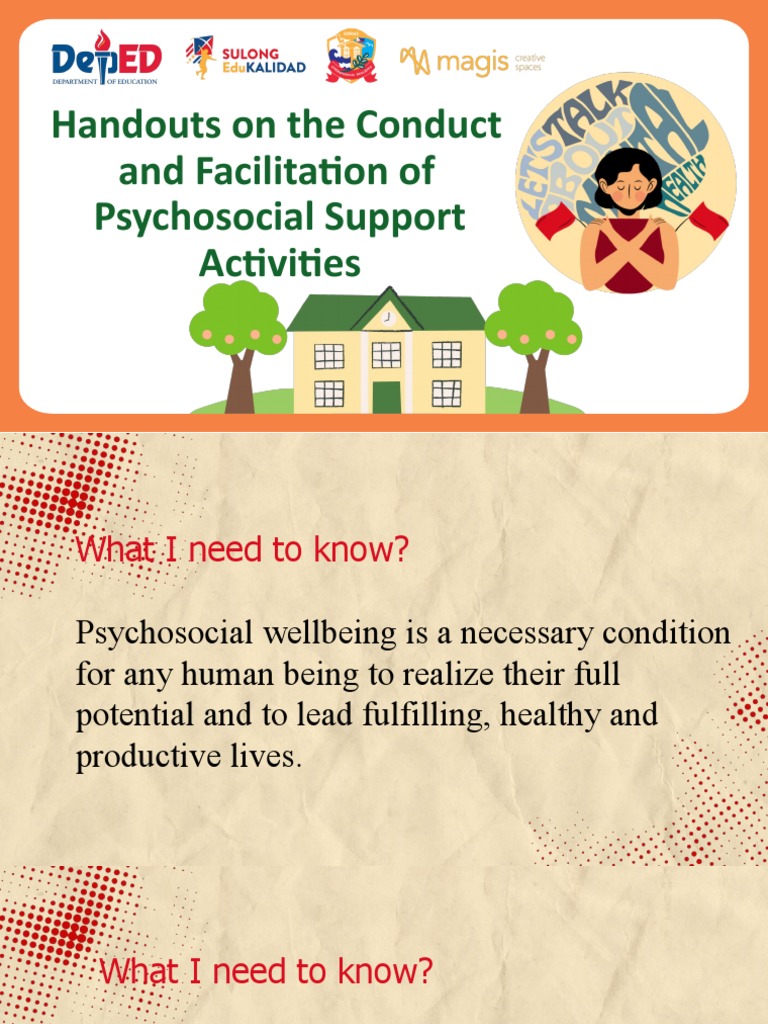 Week 1 LessonHandouts On The Conduct and Facilitation of Psychosocial ...