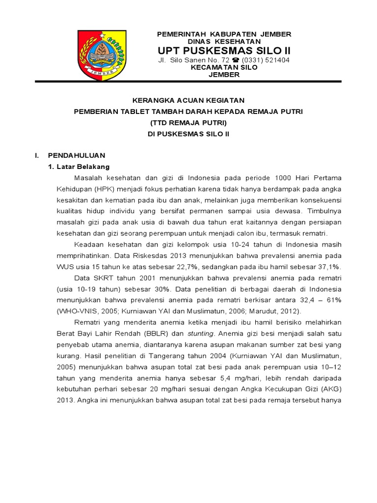 Pemberian TTD untuk Remaja Putri | PDF | Kesehatan Holistik