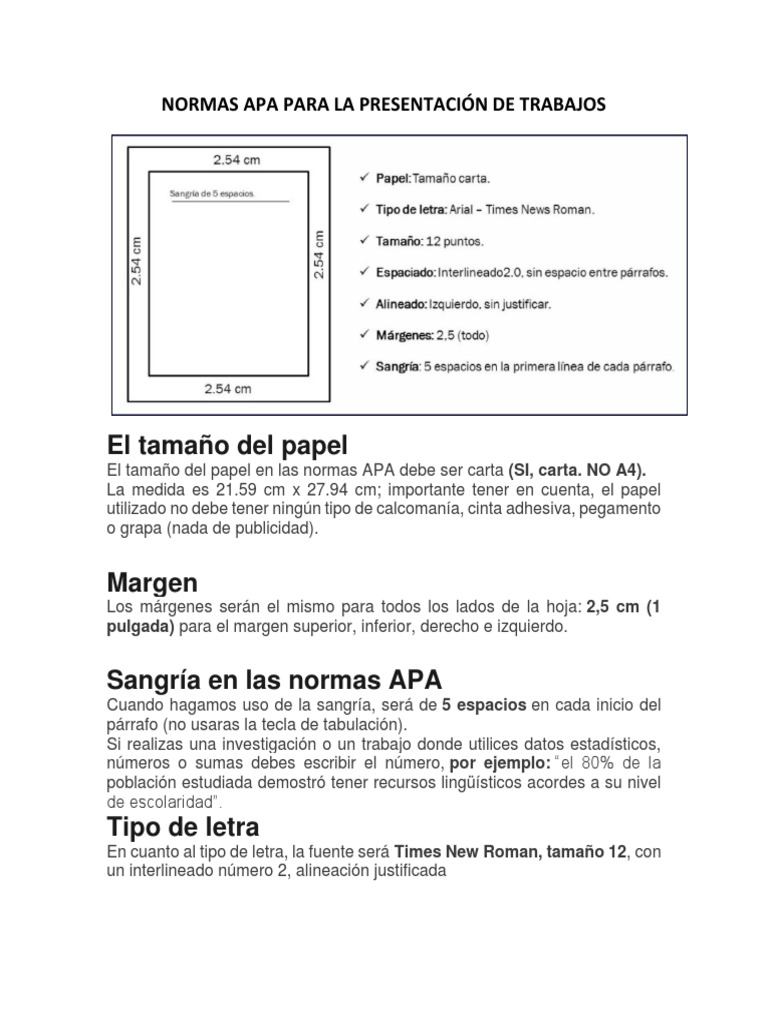 Normas Apa para La Presentación de Trabajos | PDF