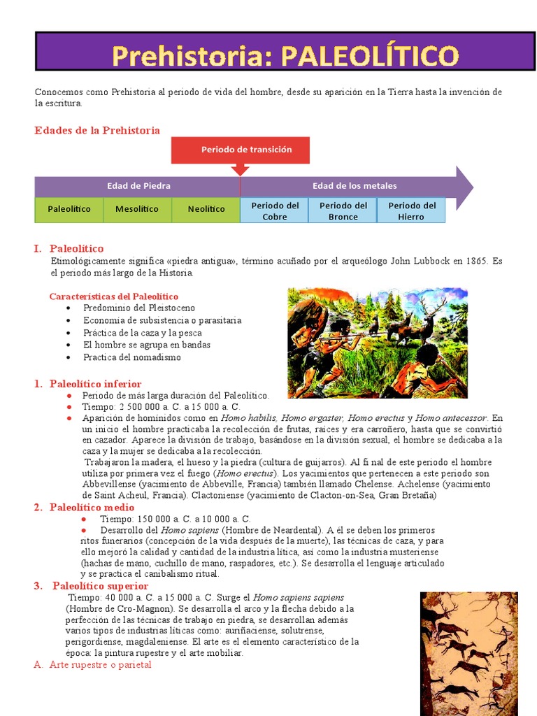 Características del Paleolítico | PDF | Homo | Paleolítico