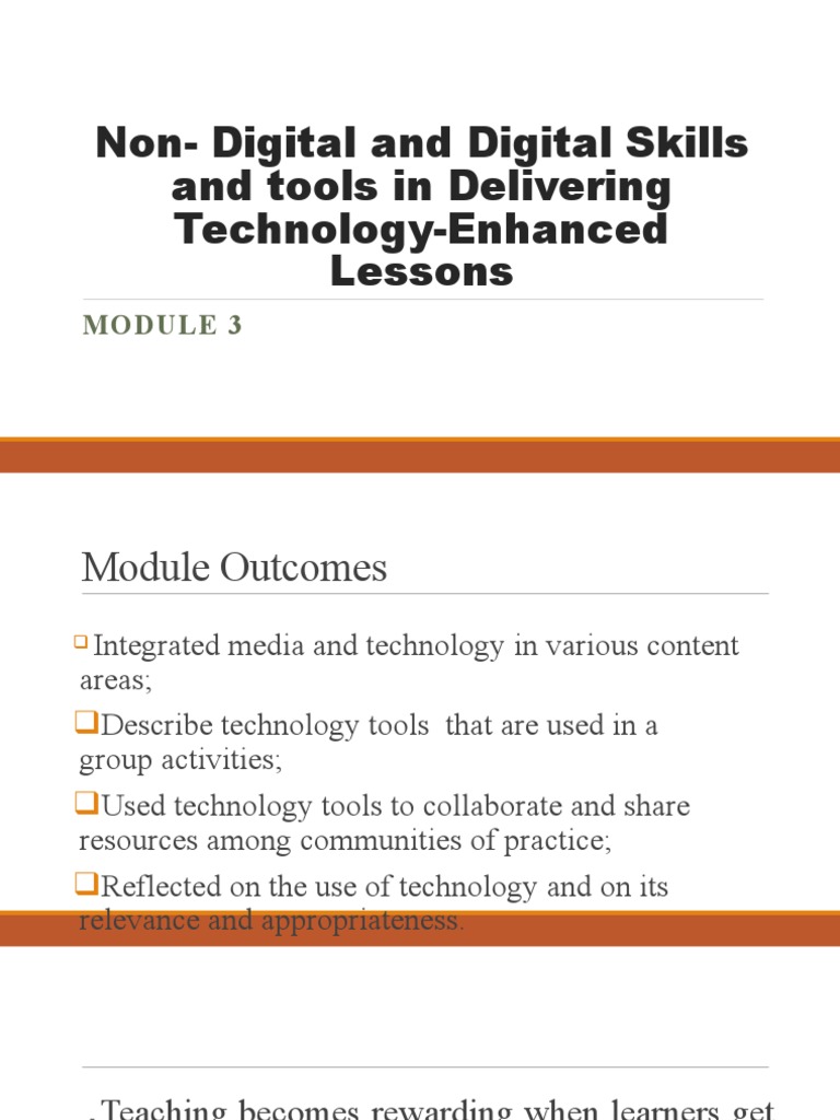 Non - Digital and Digital Skills and Tools in Delivering Technology ...