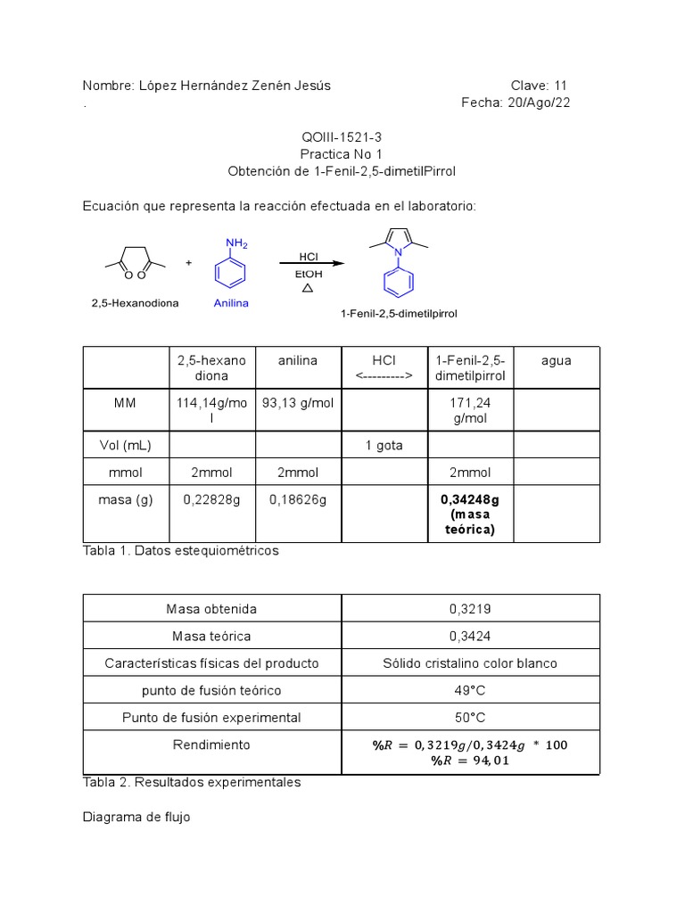 Obtención de 1-Fenil-2,5-Dimetilpirrol | Descargar gratis PDF | Agua ...