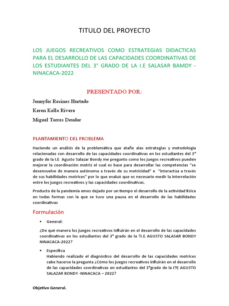 TITULO DEL PROYECTO Keren Jeny y Miguel | PDF