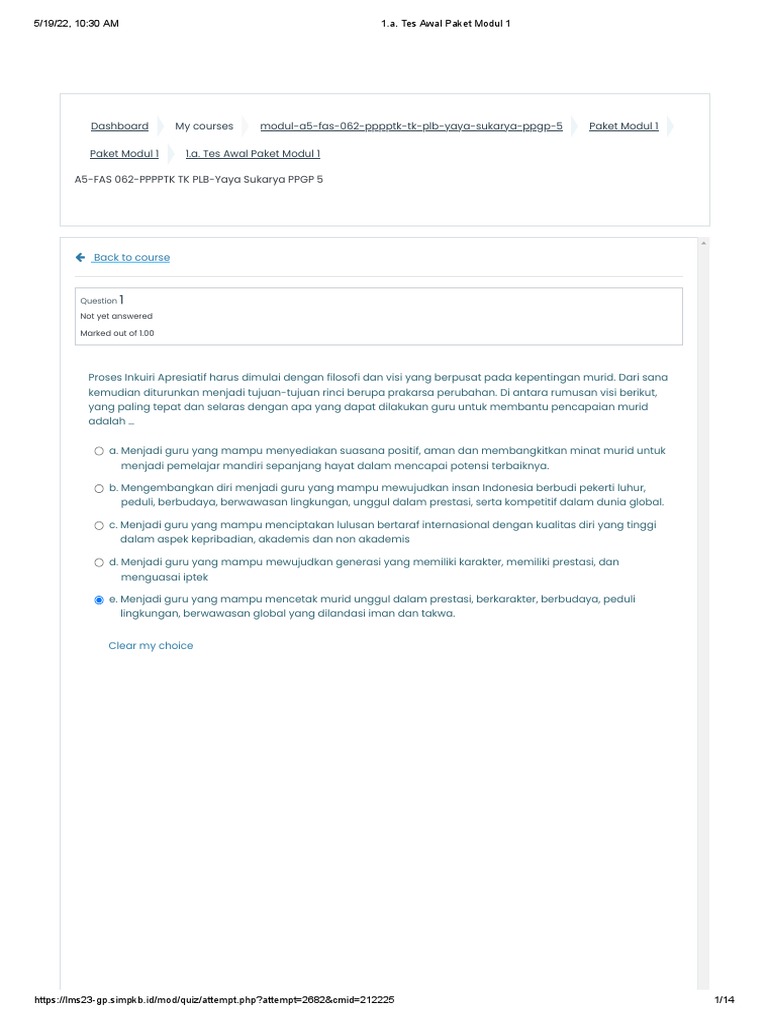 1.a. Tes Awal Paket Modul 1 | PDF