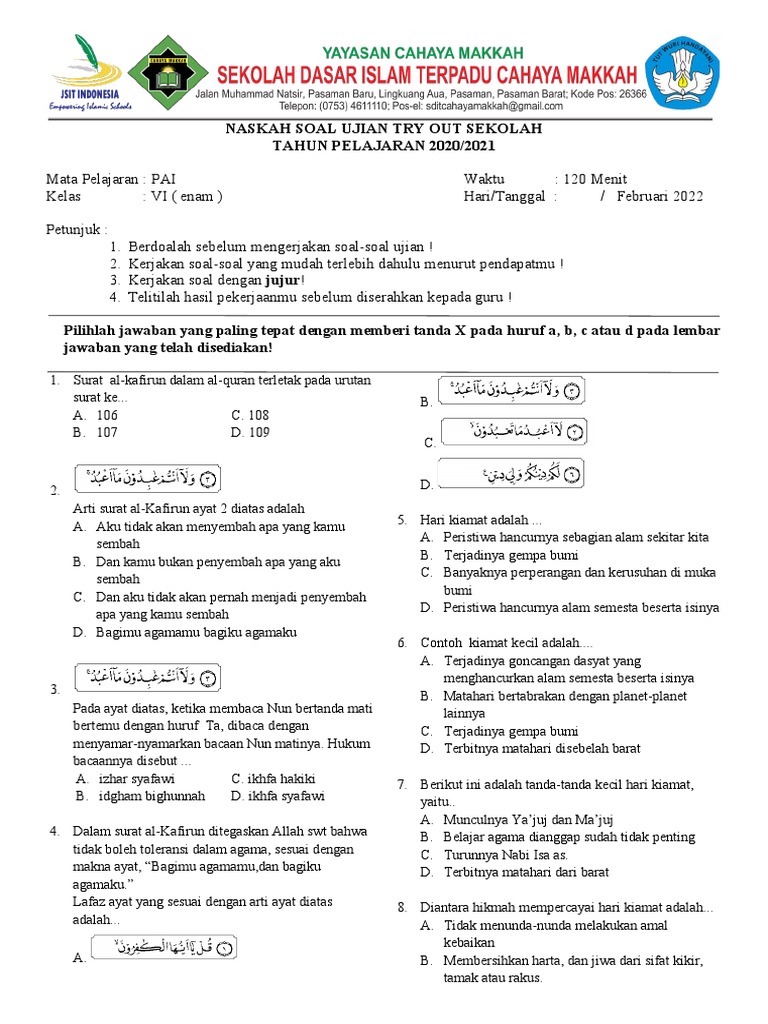 Soal To1 Pai CM 2022 | PDF