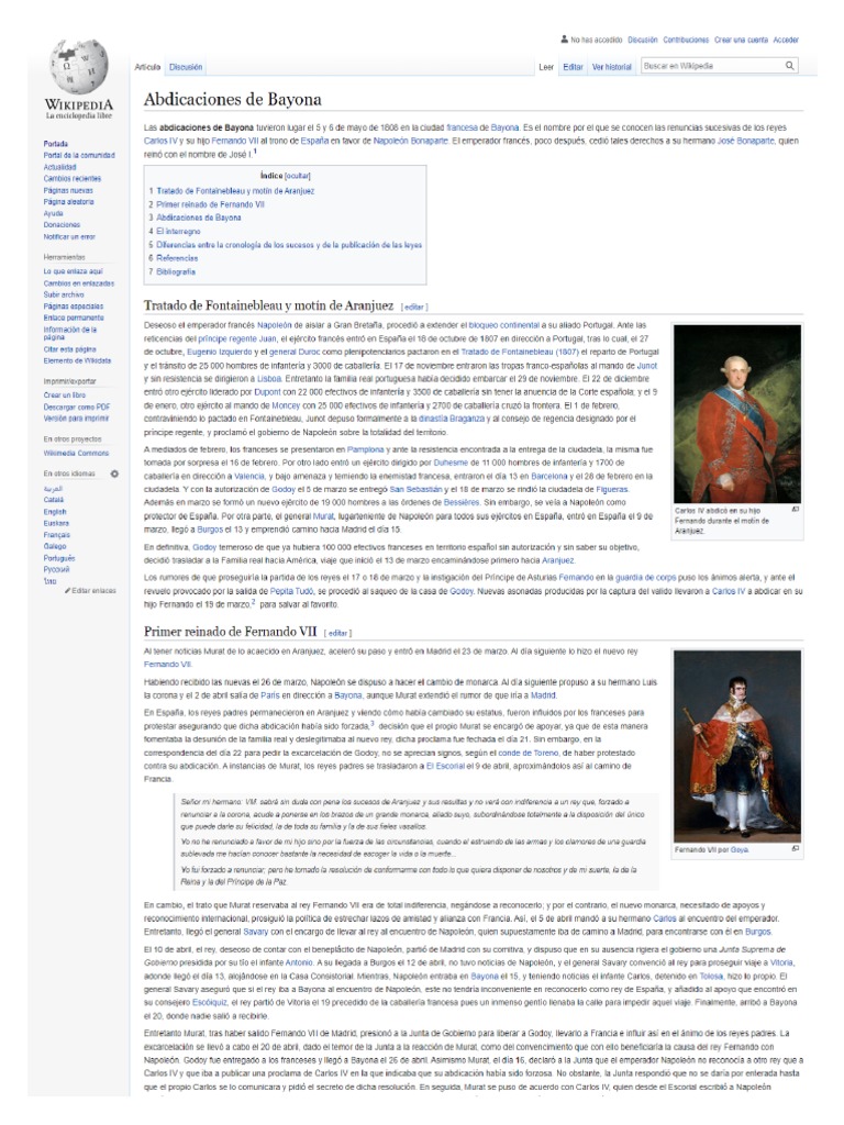 Abdicaciones de Bayona | PDF