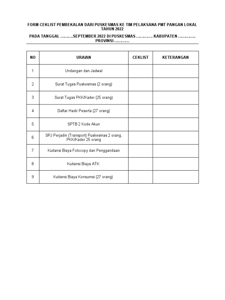 SPJ Pembekalan PMT Lokal | PDF