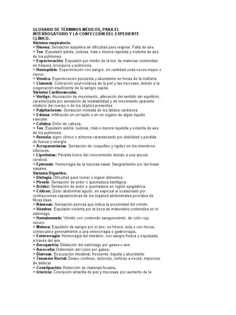 GLOSARIO DE TÉRMINOS MÉDICOS