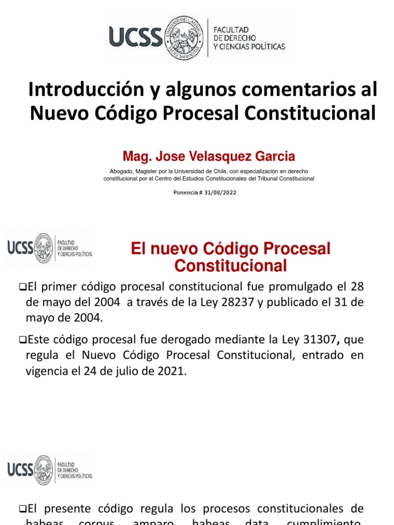 Introducción y Algunos Comentarios Al Nuevo Código Procesal Constitucional (Cuarta Clase) | PDF ...