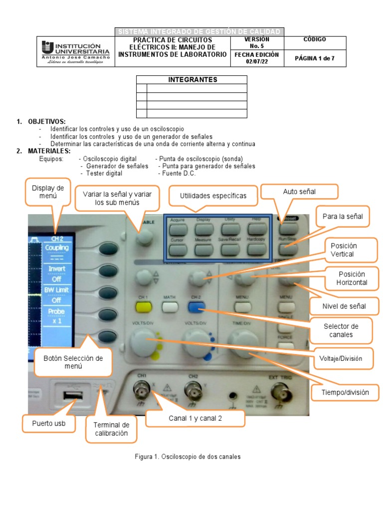 Guía Práctica Con El Osciloscopio Digital | PDF | voltaje | Voltio