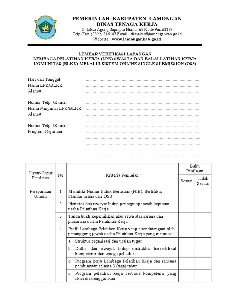 Verifikasi LPK dan BLKK via OSS | PDF | Karier & Perkembangan