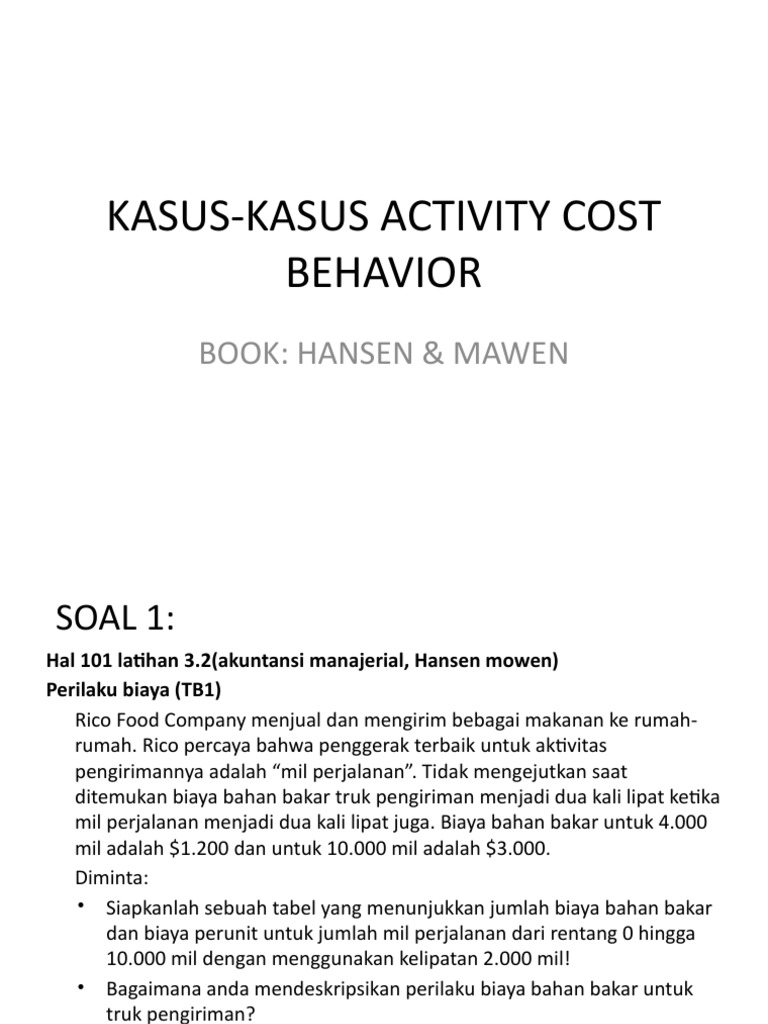 Kasus-Kasus Bab 3 Activity Cost Behavior | PDF