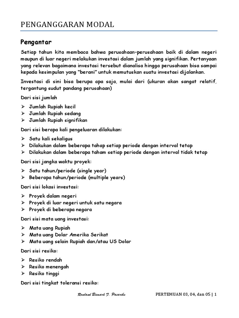 Penganggaran Modal | PDF