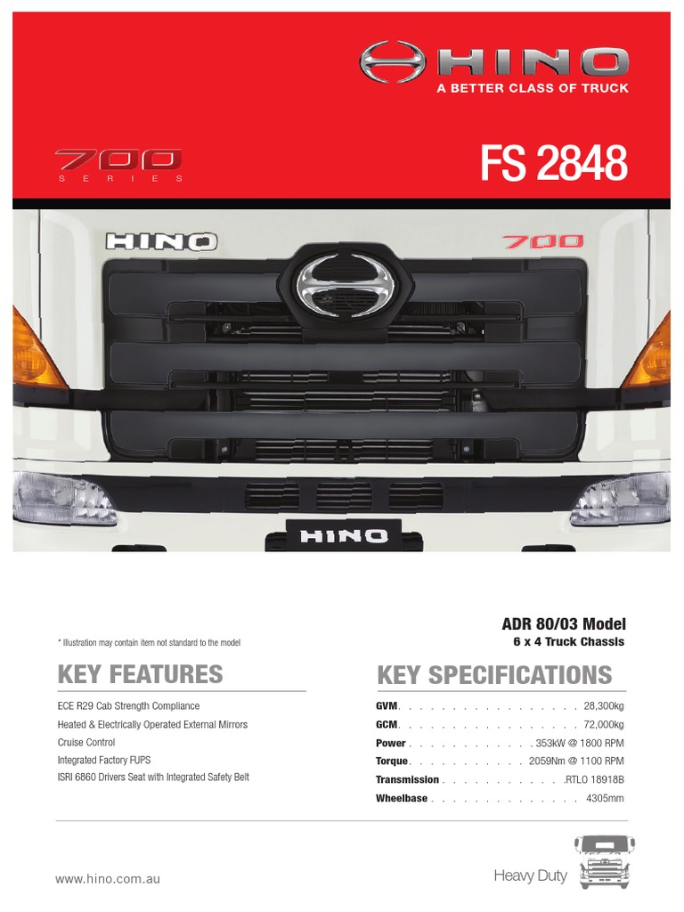 Hino 700 Series Fs 2848 Spec Sheet | PDF