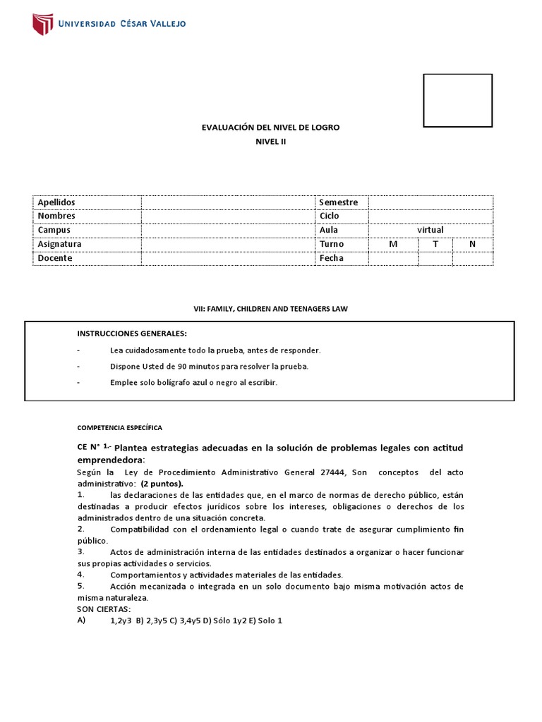 Pruebas de Nivel de Logro II - Children | PDF | Derecho penal | Ley procesal