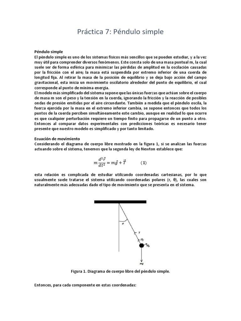 Práctica 7, Péndulo Simple | PDF | Péndulo | Oscilación