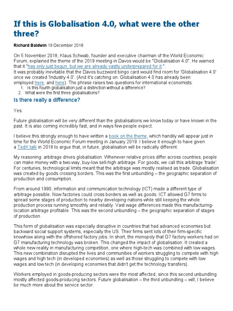 Globalisation 4.0 and The Other Three - R. Baldwin - VOXEU - 2018.2019 ...