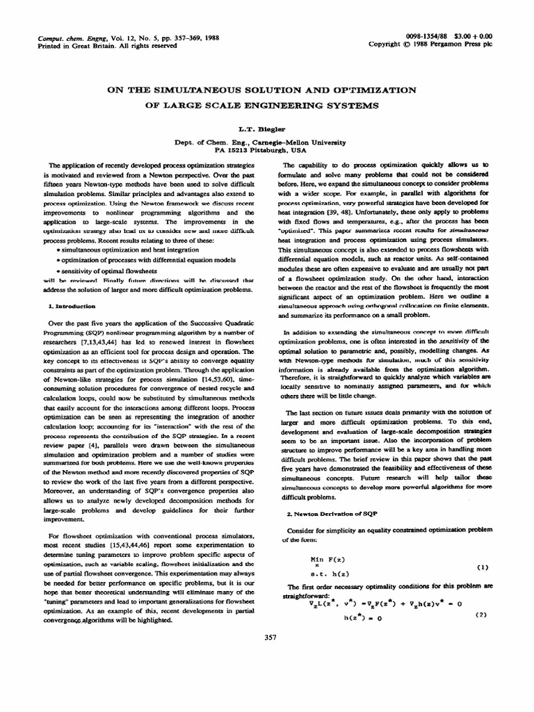 On The Simultaneous Solution And Optimization Of Large Scale Engineering Systems Pdf