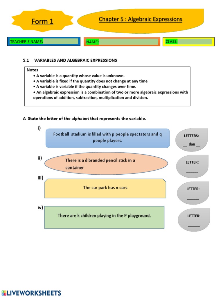 Mathematics Form 1 Worksheet | Download Free PDF | Variable ...