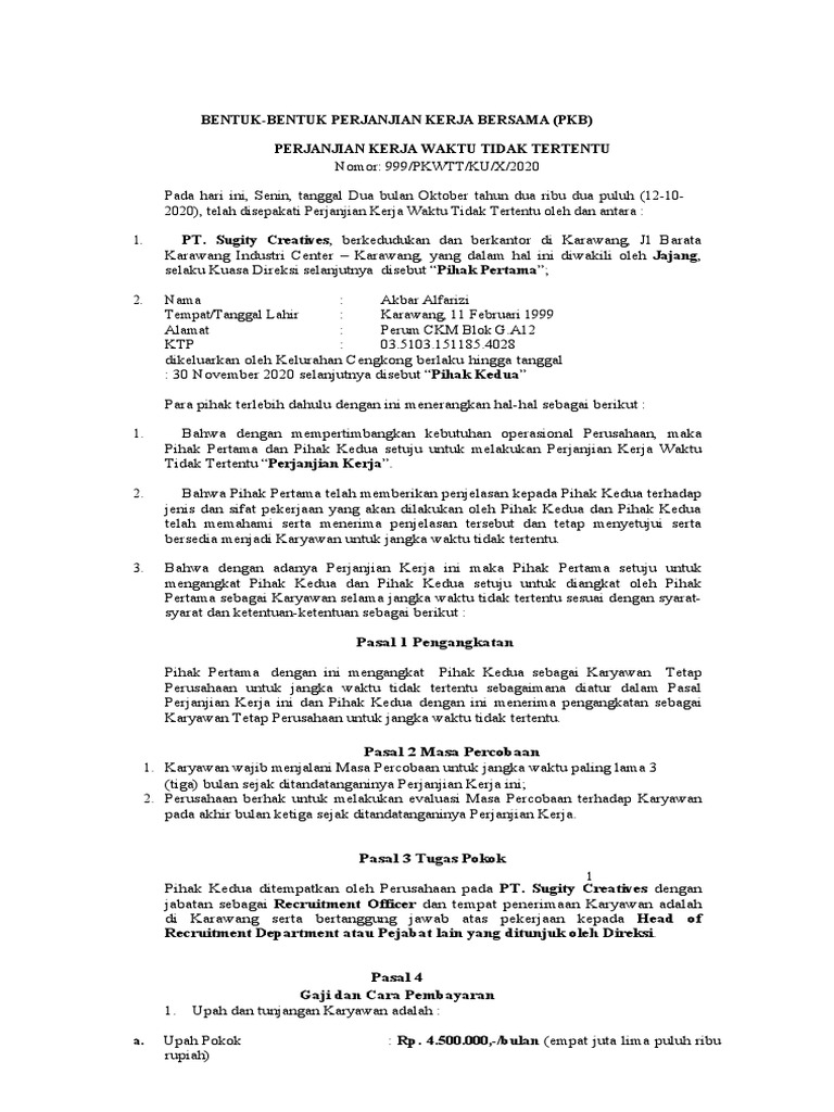 Perjanjian Kerja Bersama | PDF