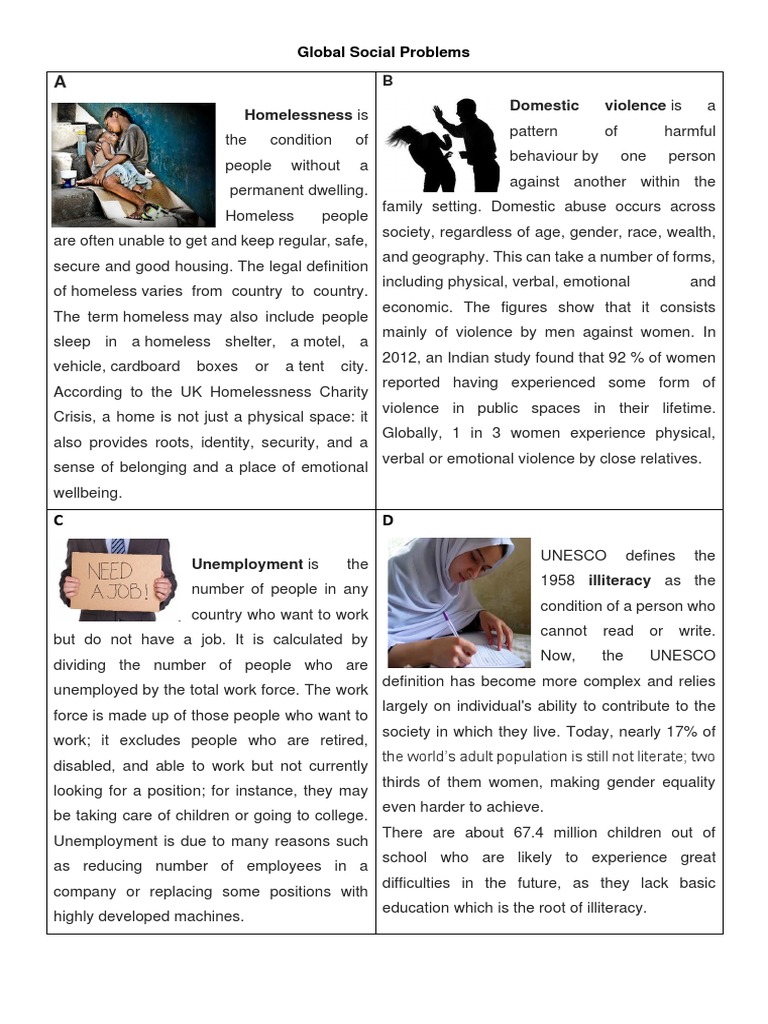Global Social Issues Reading Comprehension Exercises - 96968 | PDF ...