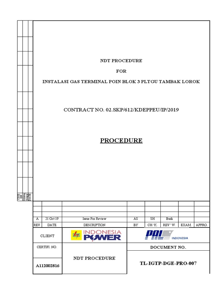 NDT Procedure Rev.A | PDF