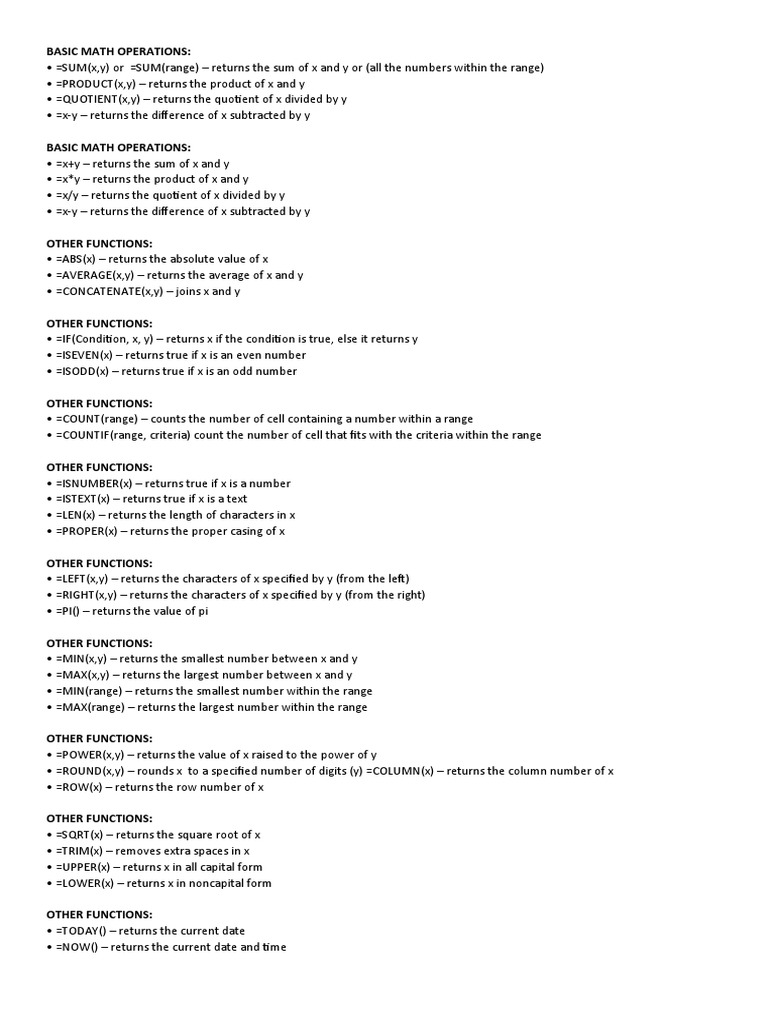 Basic Math Operations | Pdf