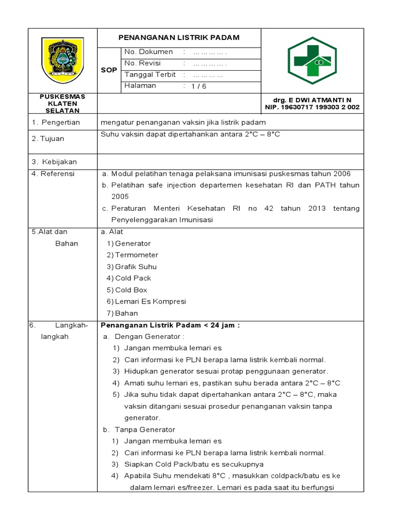 SOP Penanganan Listrik Padam | PDF