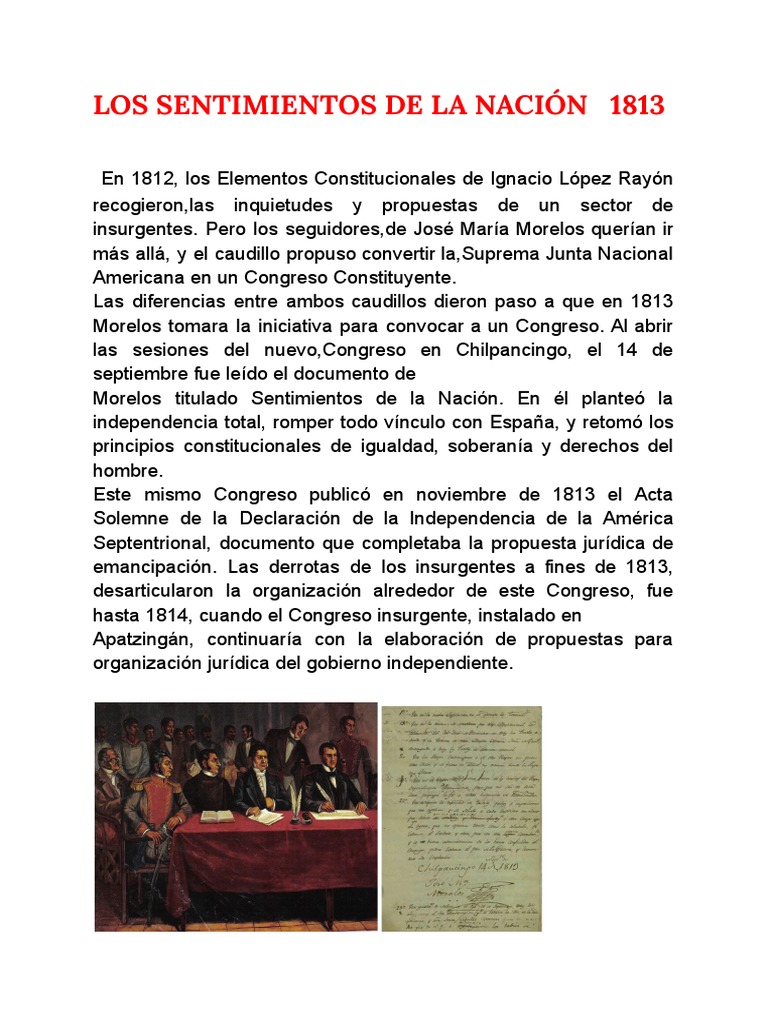 Los Sentimientos de La Nación 1813 | PDF