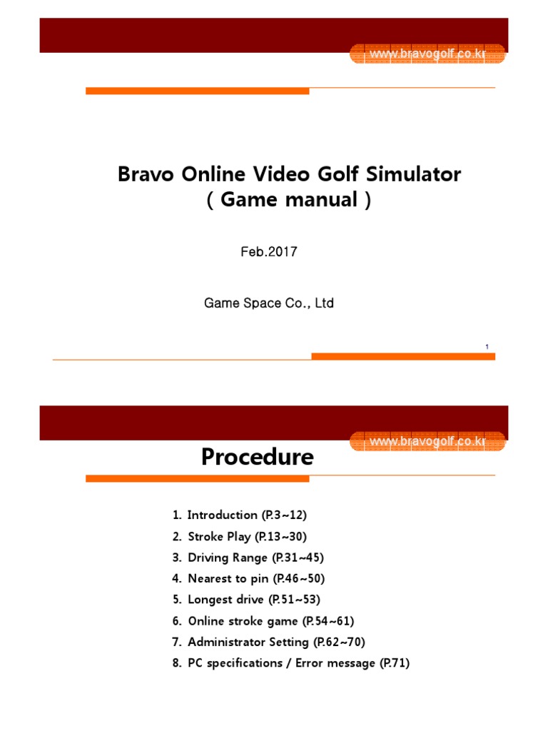 Bravo Vision Game Manual | PDF | Par (Score) | Golf Course