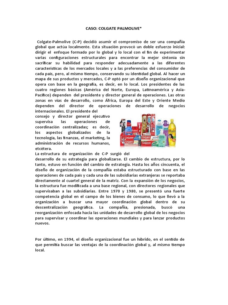 Tema 4. Caso Colgate - Palmolive | PDF | Business | Economias