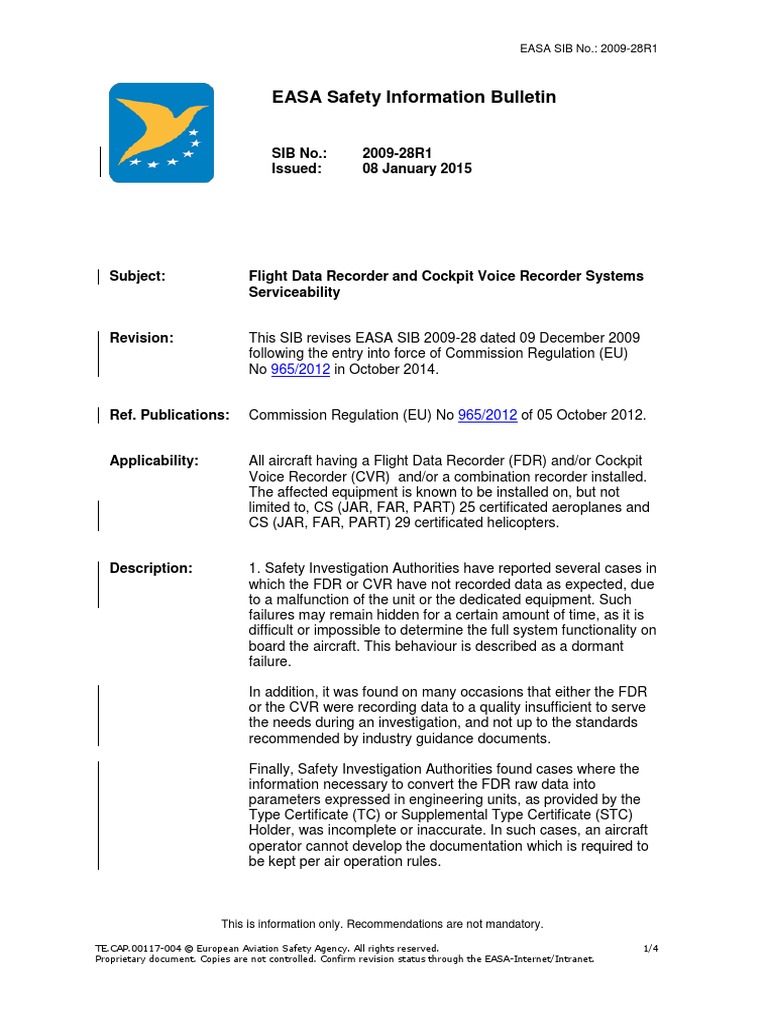 Easa Sib 2009-28R1 1 | PDF