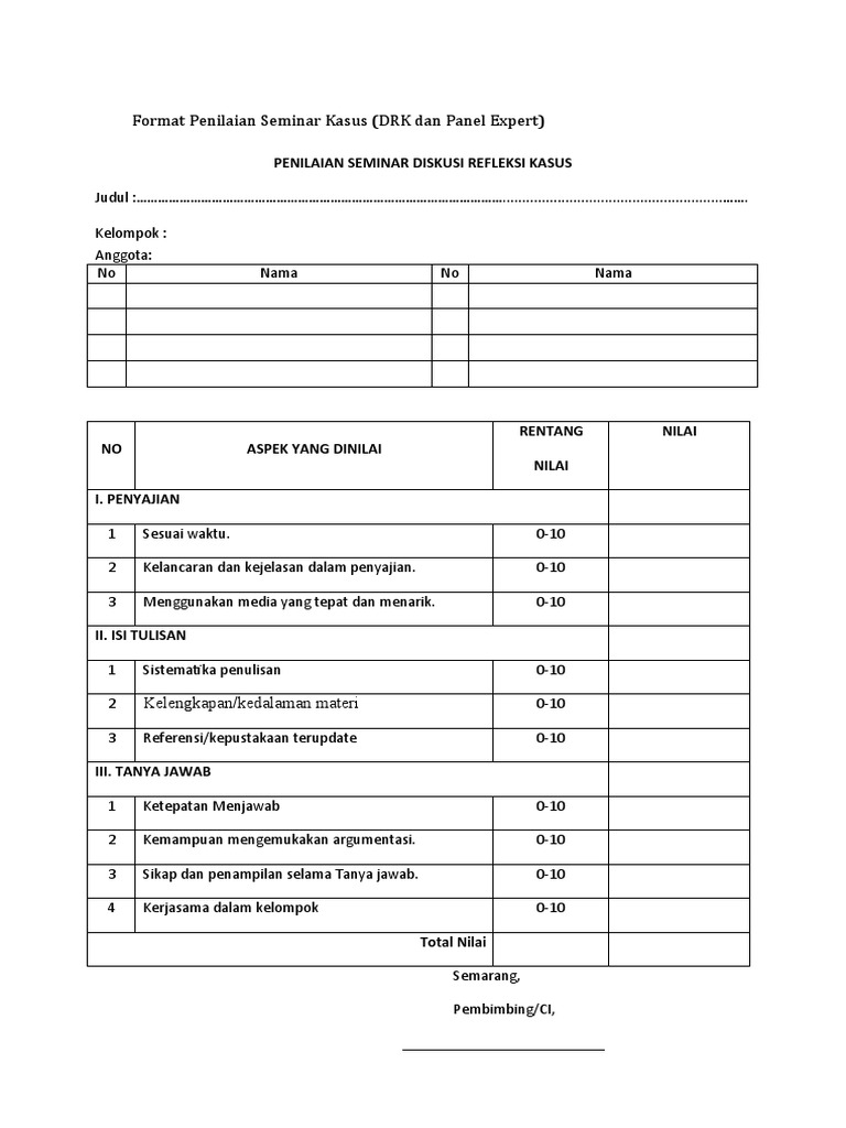 FORMAT PENILAIAN PRAKTEK Profesi Ners | PDF