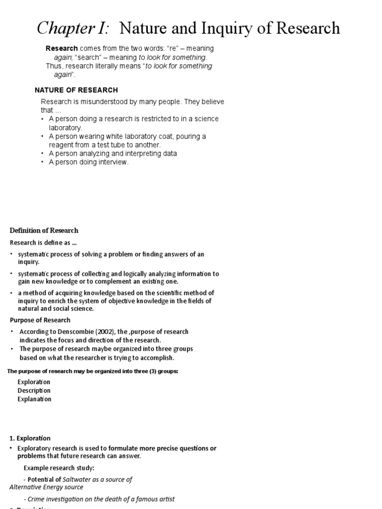 Chapter I Nature of Inquiry and Research | PDF | Quantitative Research | Information Technology