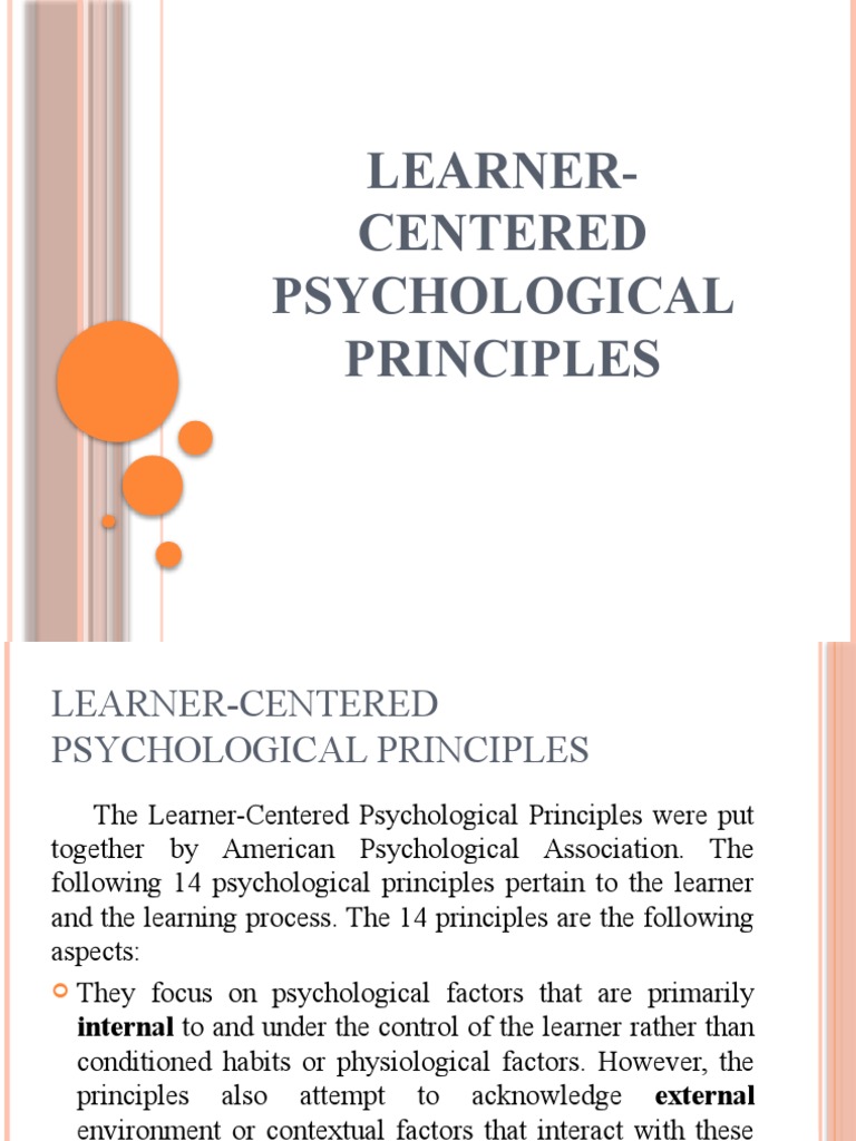Learner-Centered Psychological Principles | PDF | Learning | Motivational