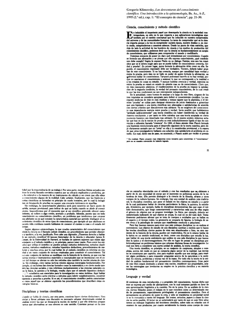 Klimovsky Cap 1 | PDF | Verdad | Conocimiento