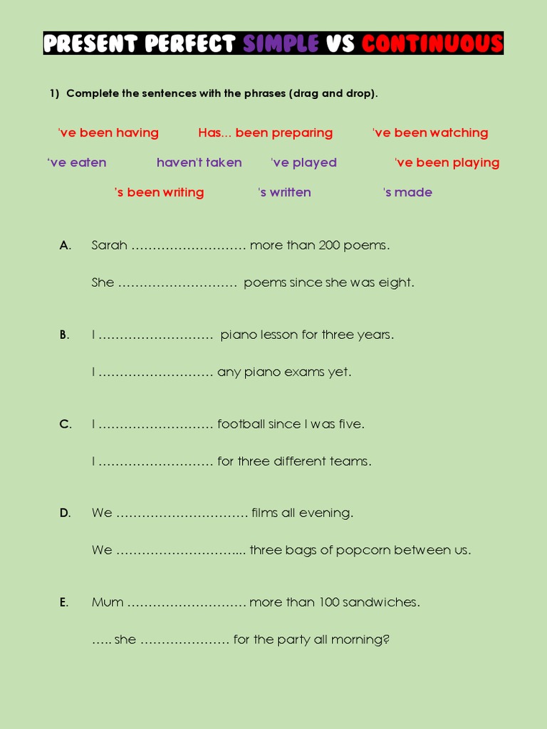 present perfect simple vs cont | PDF