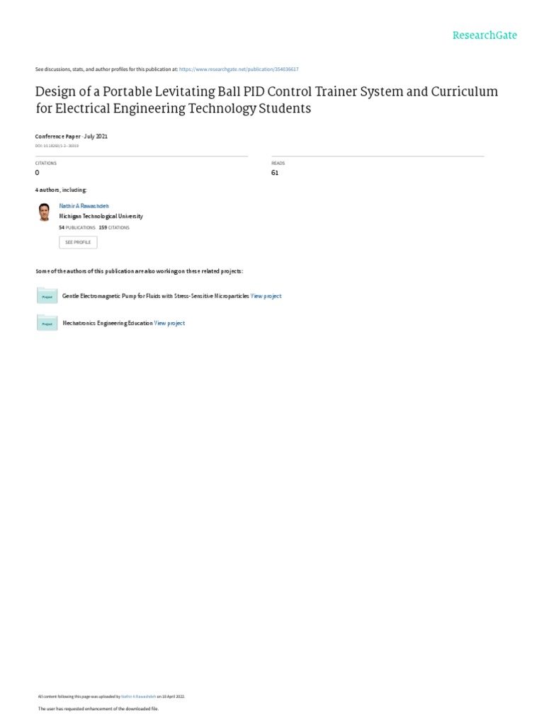 Design of A Portable Levitating Ball PID Control T | PDF | Automation | Programmable Logic ...